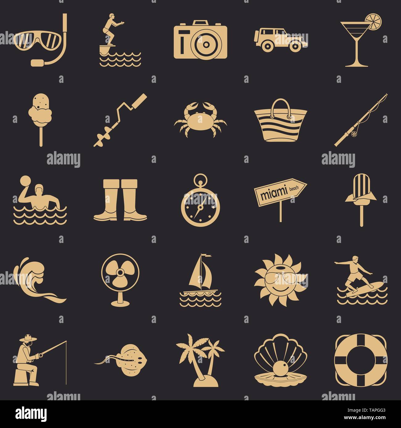 Azure coast icons set, simple style Stock Vector Image & Art - Alamy