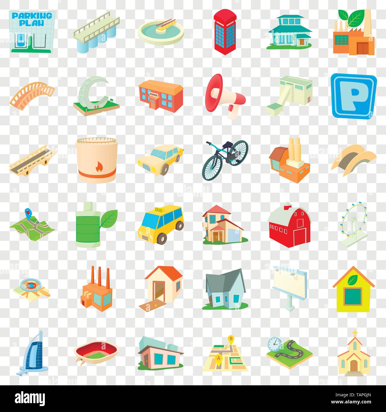 Urban icons set, cartoon style Stock Vector Image & Art - Alamy