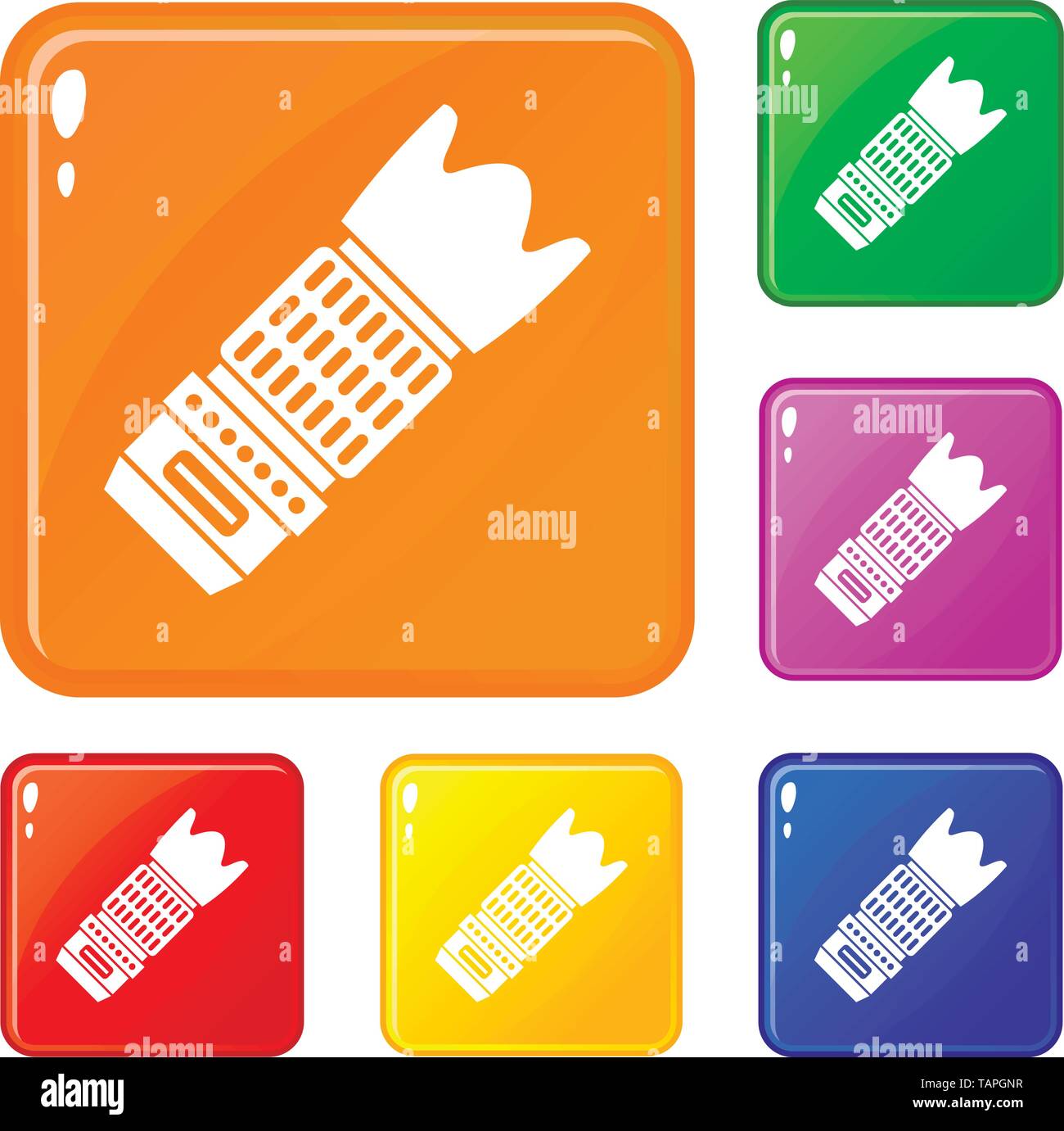 Interchangeable lens for camera icons set vector color Stock Vector ...