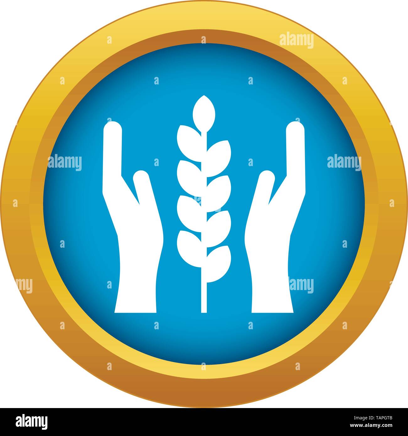 Hands and ear of wheat icon blue vector isolated Stock Vector Image ...