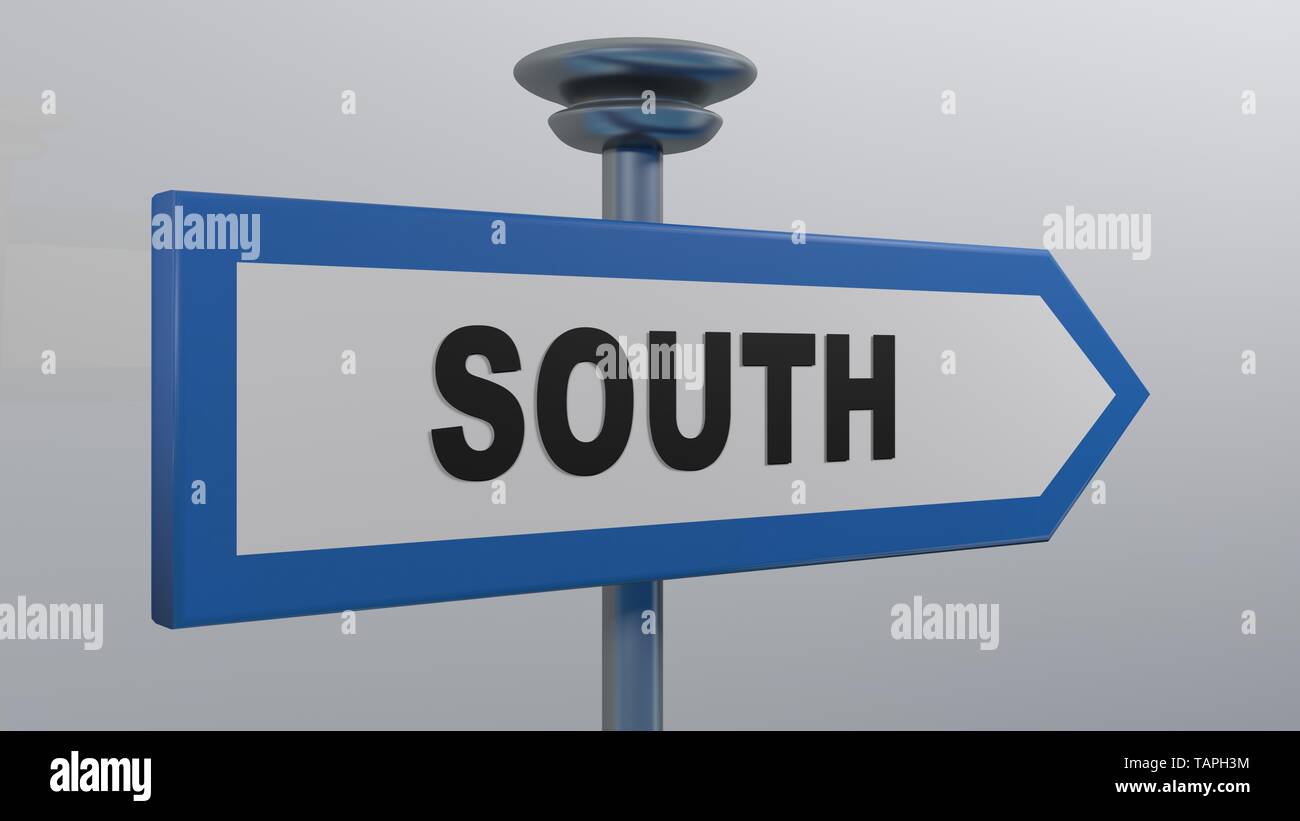 SOUTH street arrow sign - 3D rendering illustration Stock Photo - Alamy