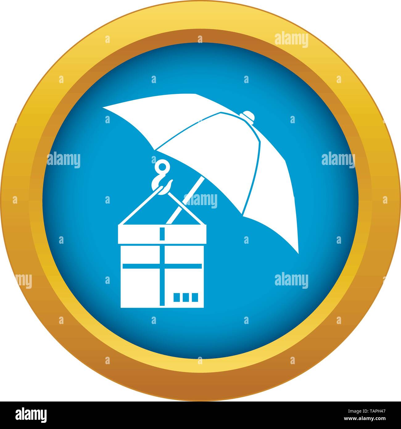 Umbrella and a cardboard box icon blue vector isolated Stock Vector ...