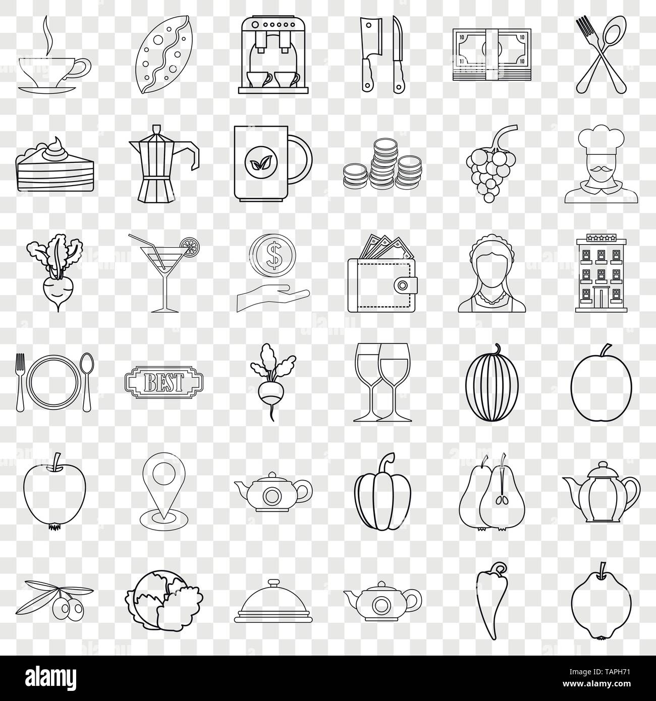 Pepper icons set, outline style Stock Vector Image & Art - Alamy