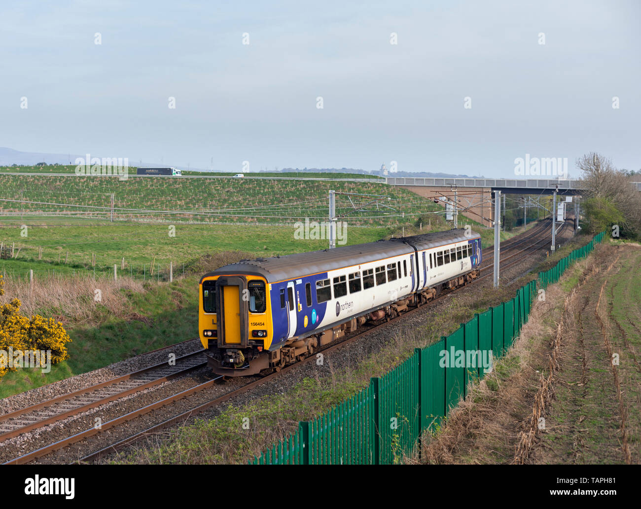 Arriva Northern rail class 156 sprinter train on the west coast main ...