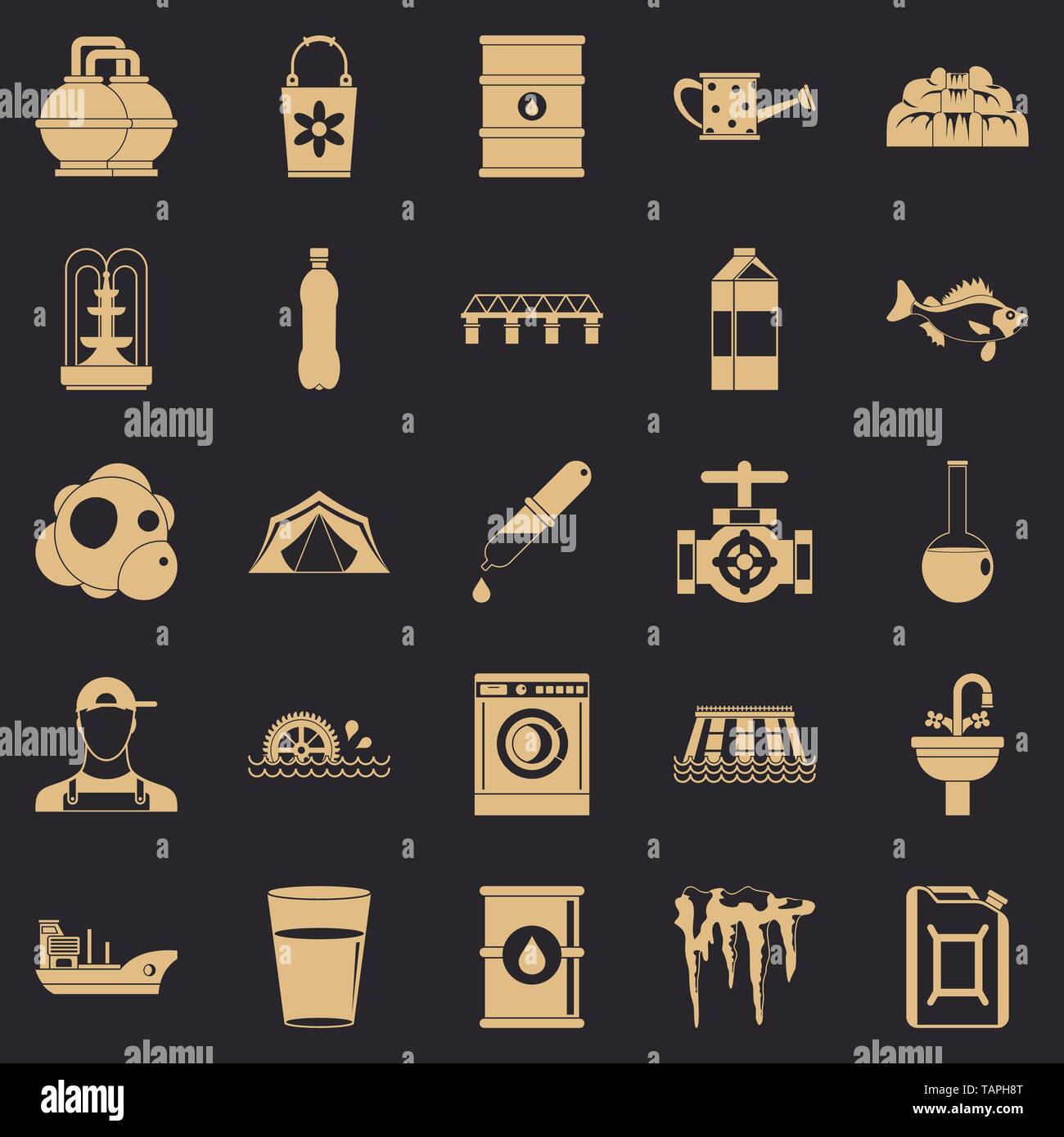 Water supply system icons set, simple style Stock Vector Image & Art ...