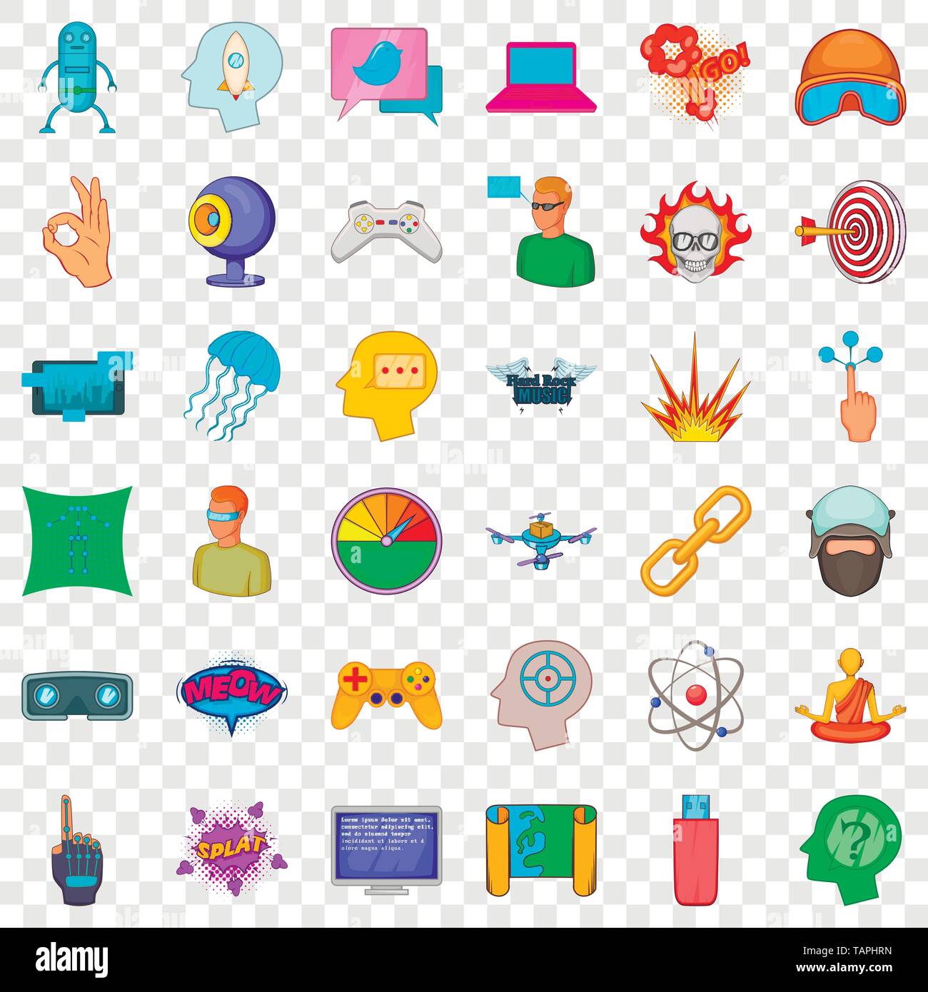 Virtual icons set, cartoon style Stock Vector Image & Art - Alamy