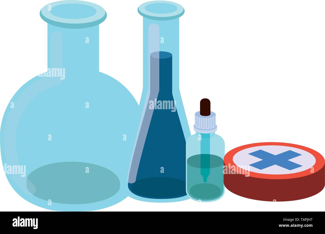 laboratory instruments with medicines in white background Stock Vector ...