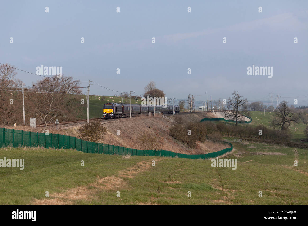 The UK Royal train passing through Cumbria on the west coast main line ...