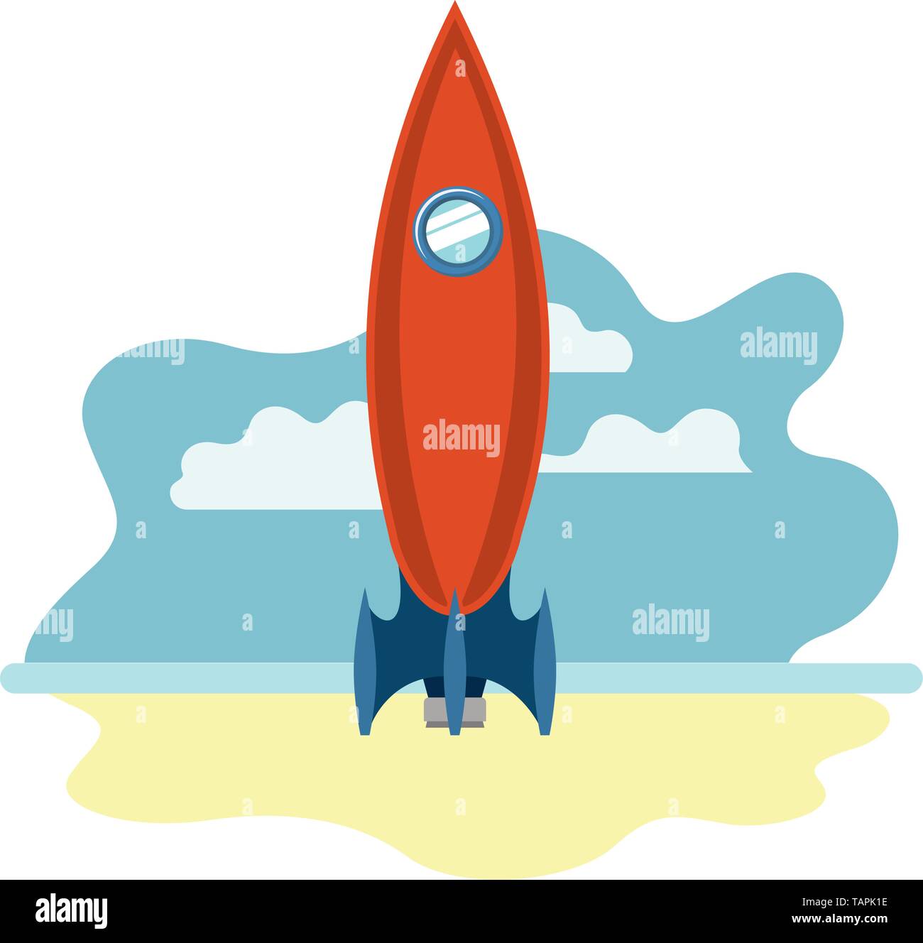 rocket taking off in landscape of background Stock Vector Image & Art ...