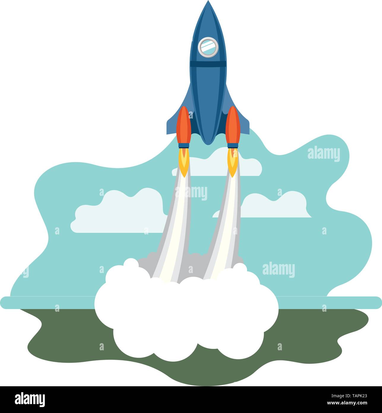 rocket taking off in landscape of background Stock Vector Image & Art ...