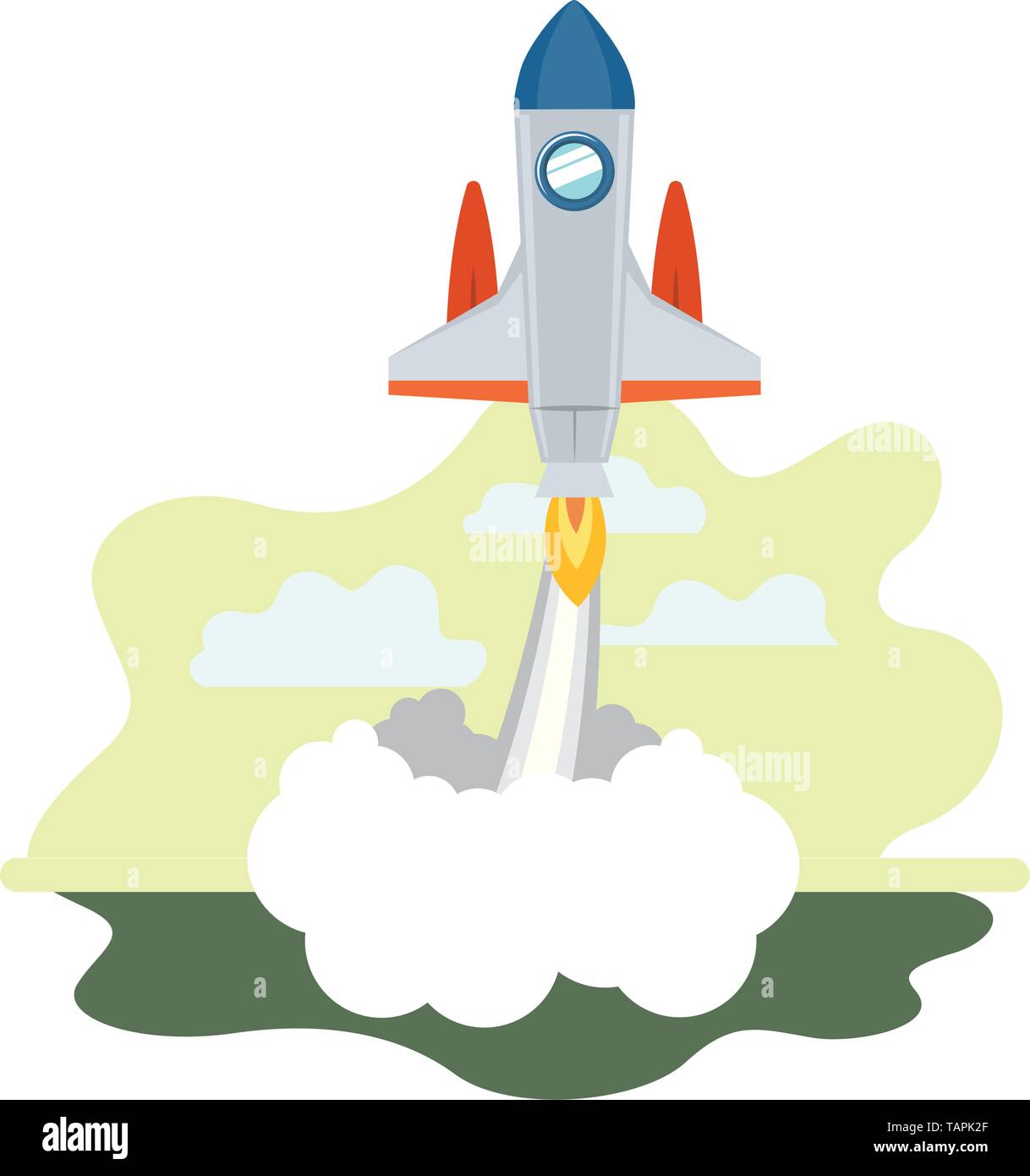 rocket taking off in landscape of background Stock Vector Image & Art ...