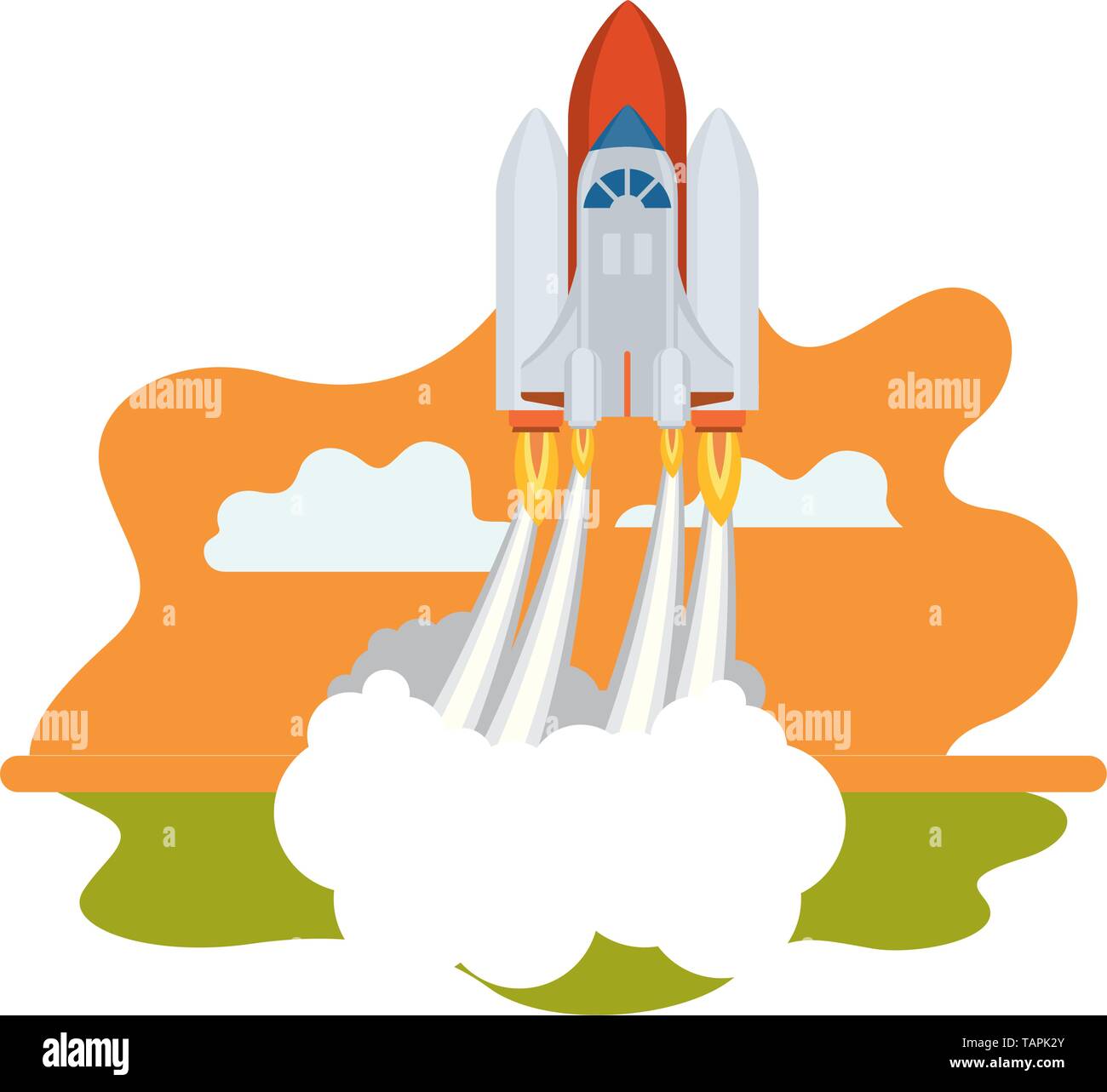 rocket taking off in landscape of background Stock Vector Image & Art ...