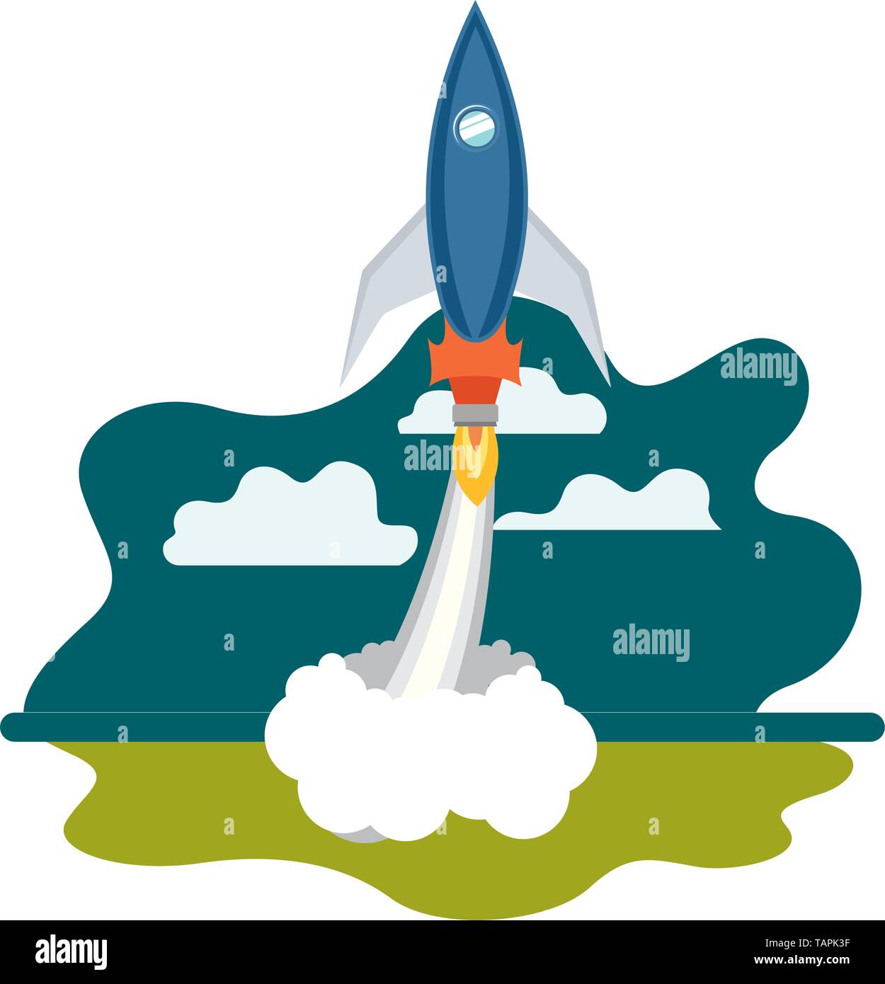 rocket taking off in landscape of background Stock Vector Image & Art ...