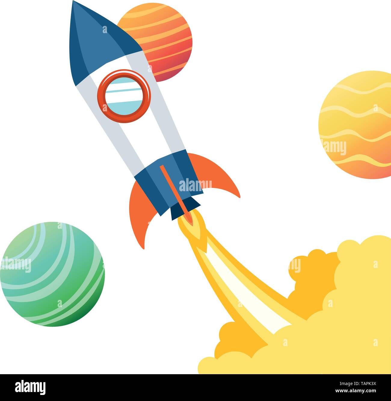 rocket in the space with planets of the solar system Stock Vector Image ...