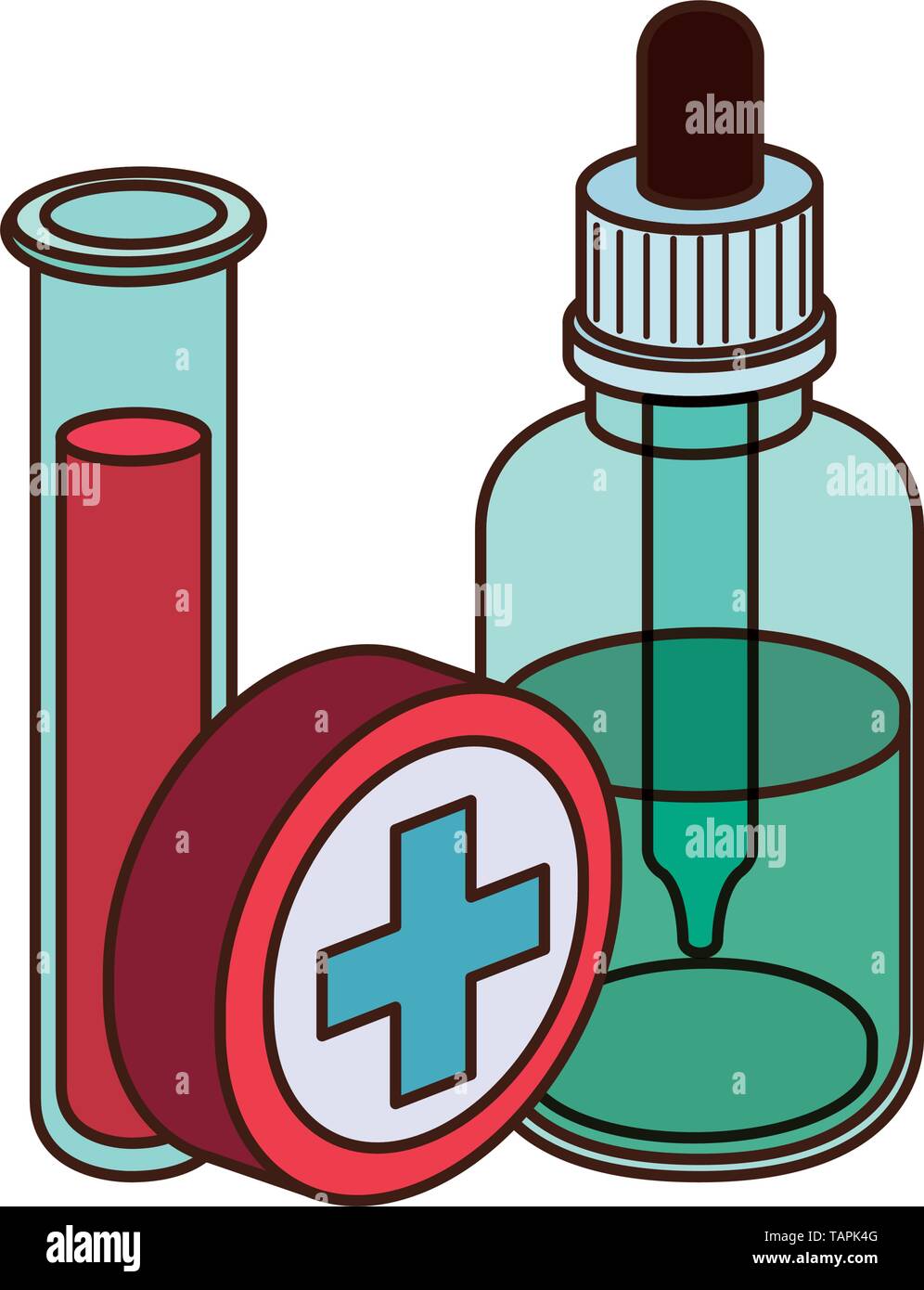 laboratory instruments with medicines in white background Stock Vector ...