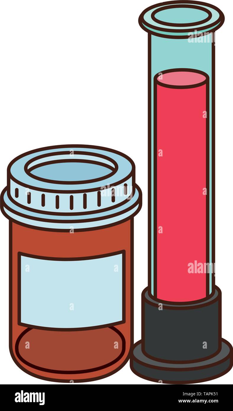 laboratory instruments with medicines in white background Stock Vector ...