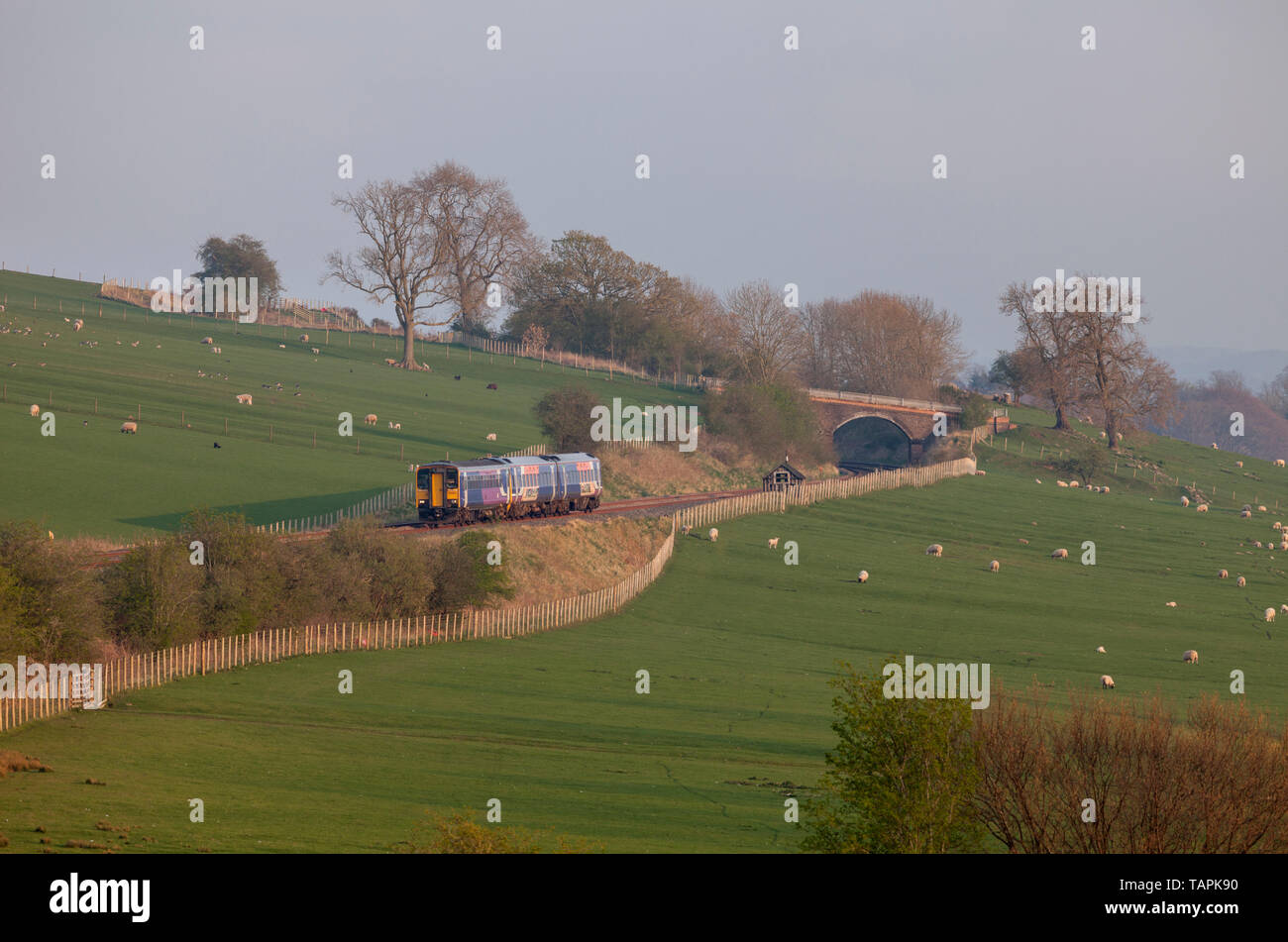 Arriva Northern rail class 153+158 sprinter trains passing Edenhall ...