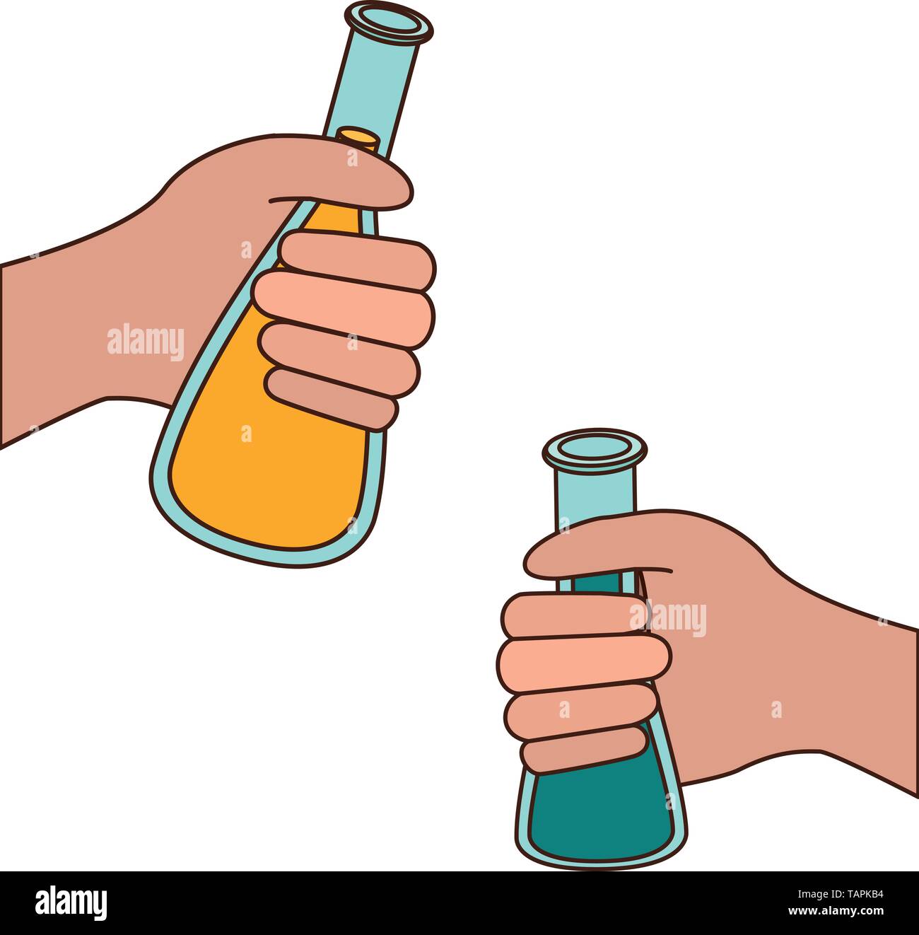 hands with laboratory instruments in white background Stock Vector ...