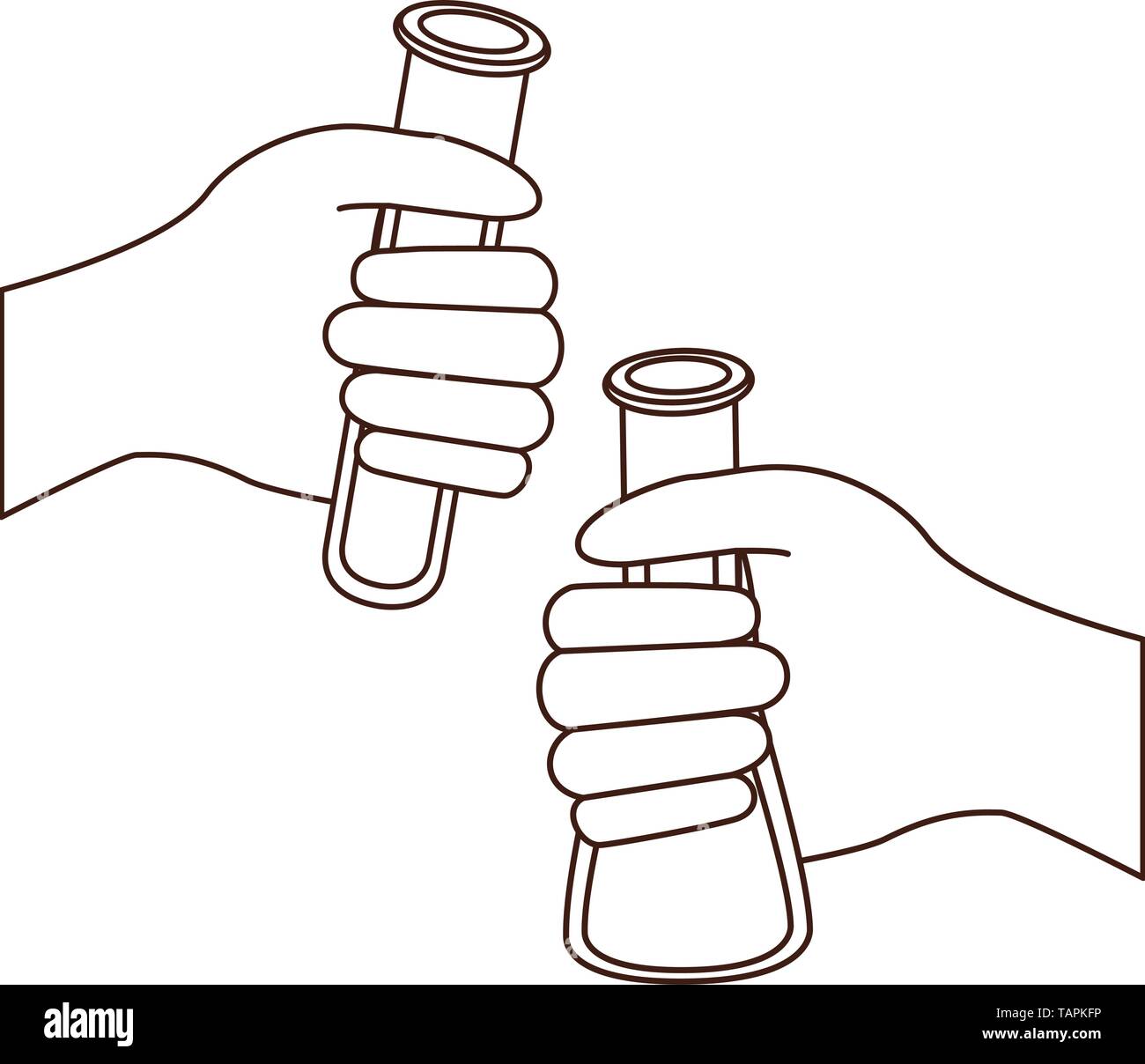 hands with laboratory instruments in white background Stock Vector ...