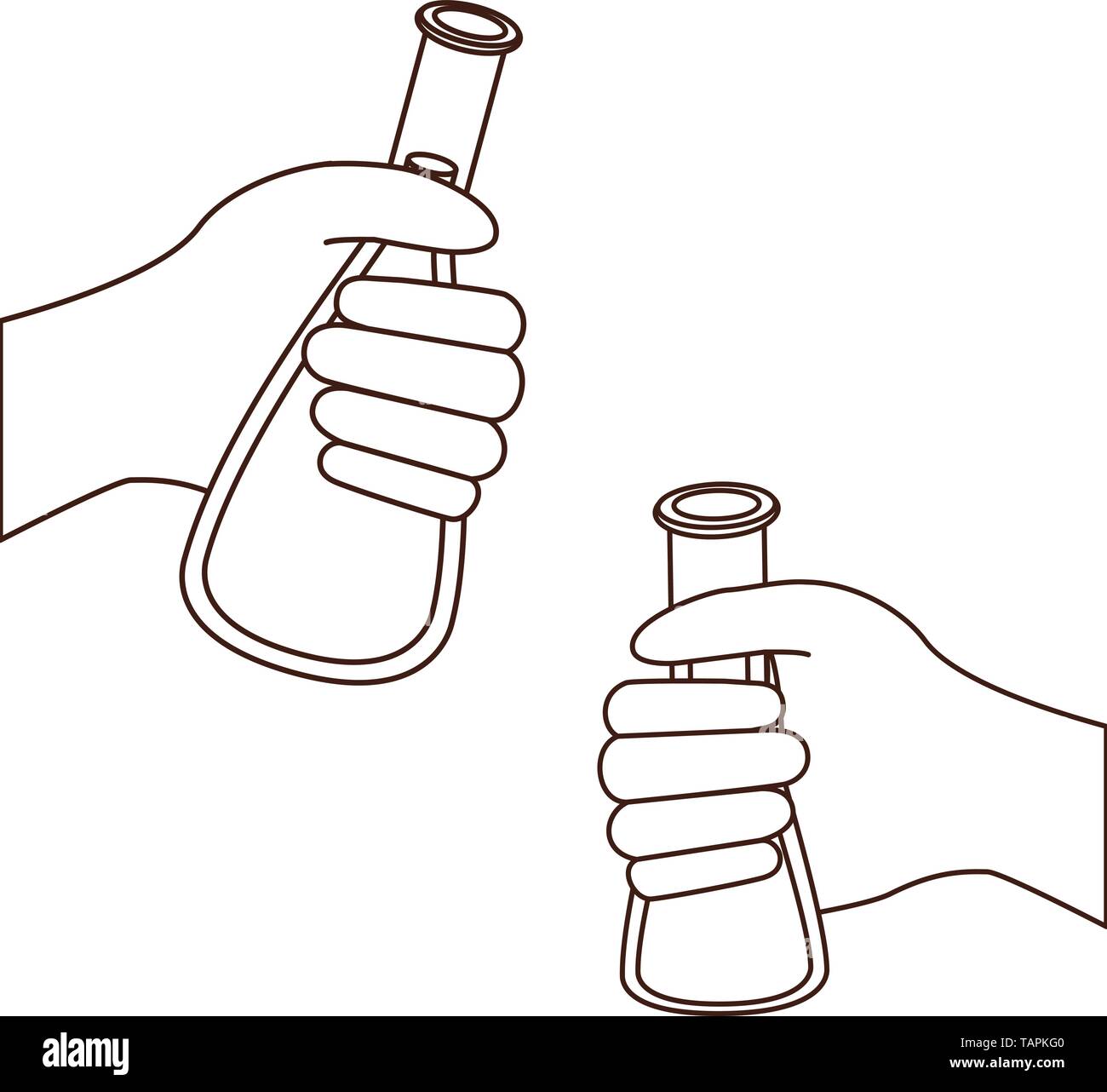 hands with laboratory instruments in white background Stock Vector ...