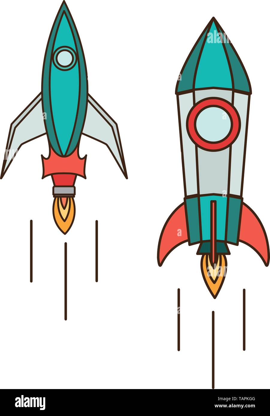 Rocket taking off white background Cut Out Stock Images & Pictures - Alamy