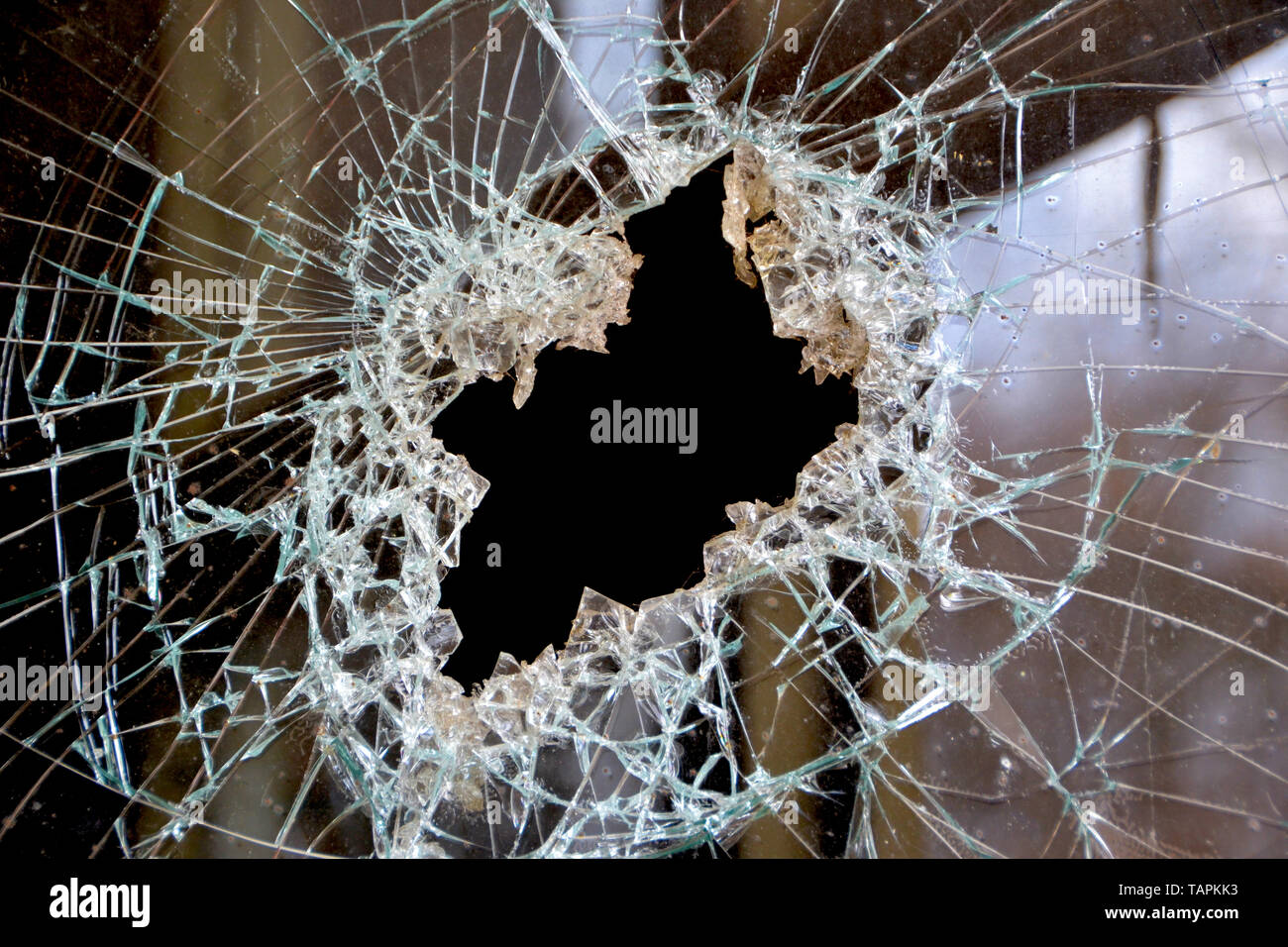 destroyed window of a railroad car Stock Photo - Alamy
