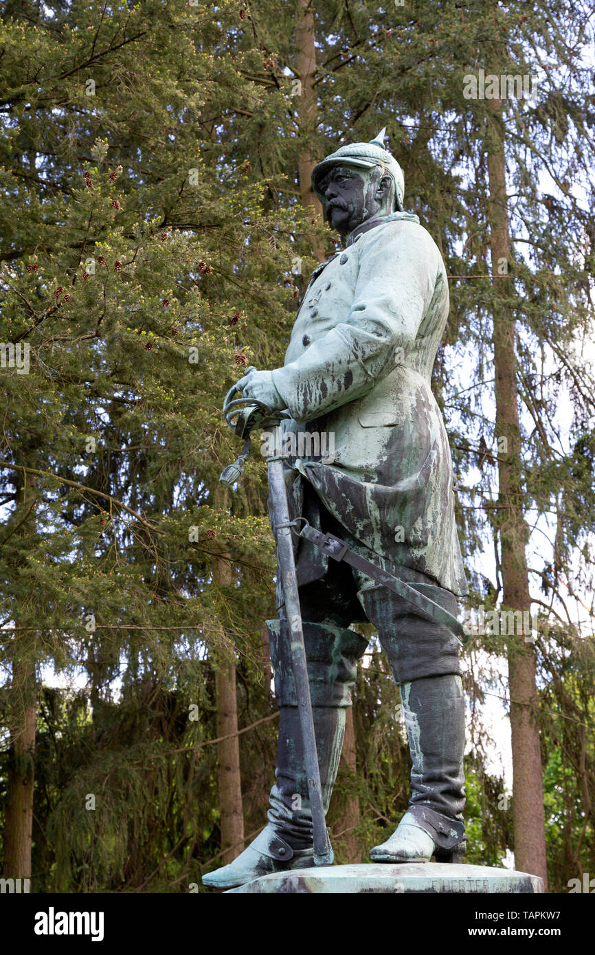 Statue of Otto von Bismarck in the Nerotal park in Wiesbaden, the state ...