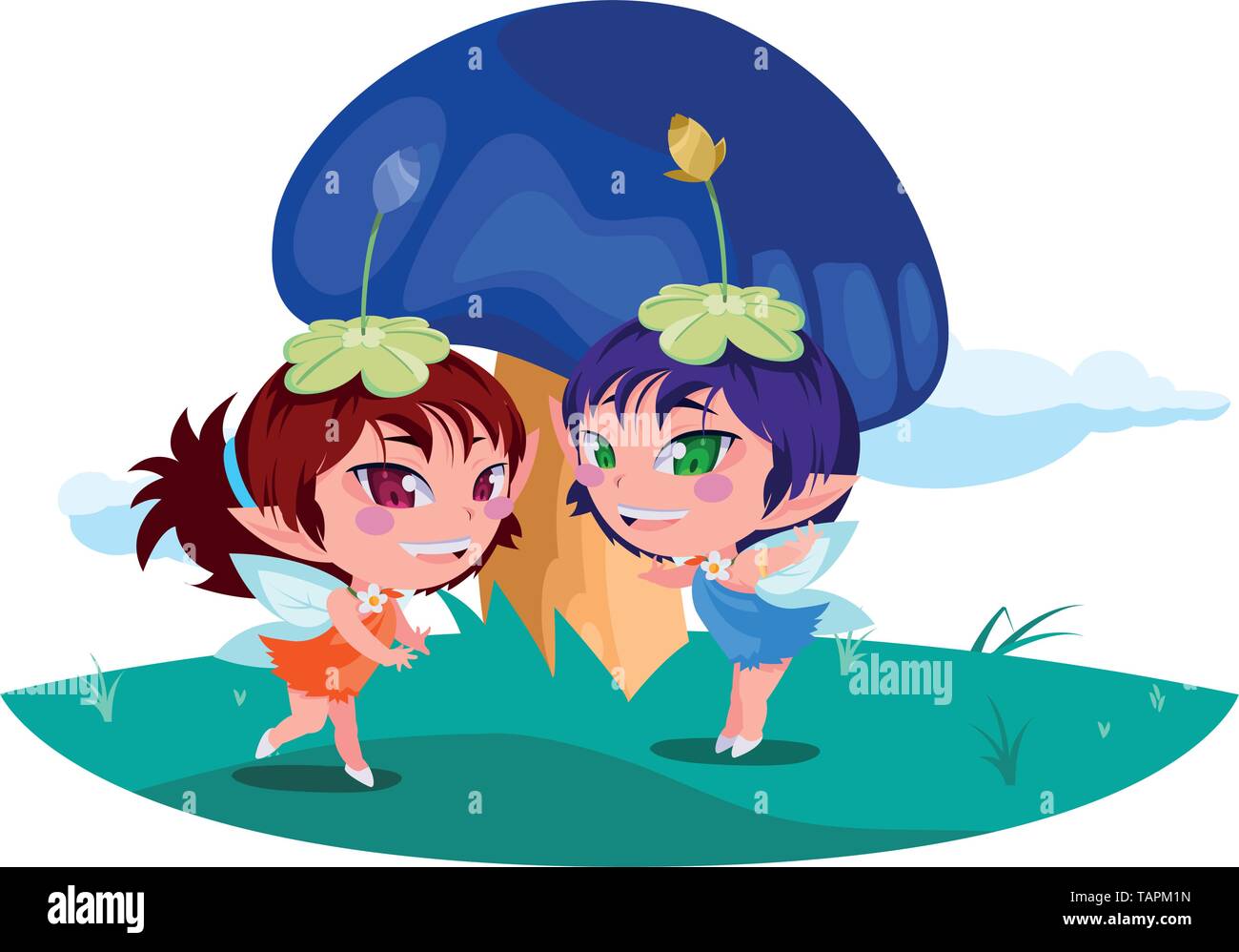 beautiful magic fairies in camp vector illustration design Stock Vector ...