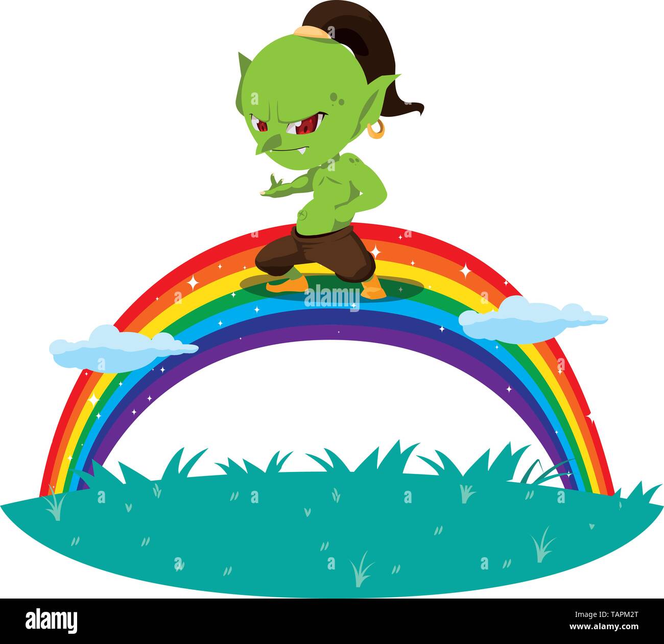 ugly troll with rainbow magic character vector illustration design ...