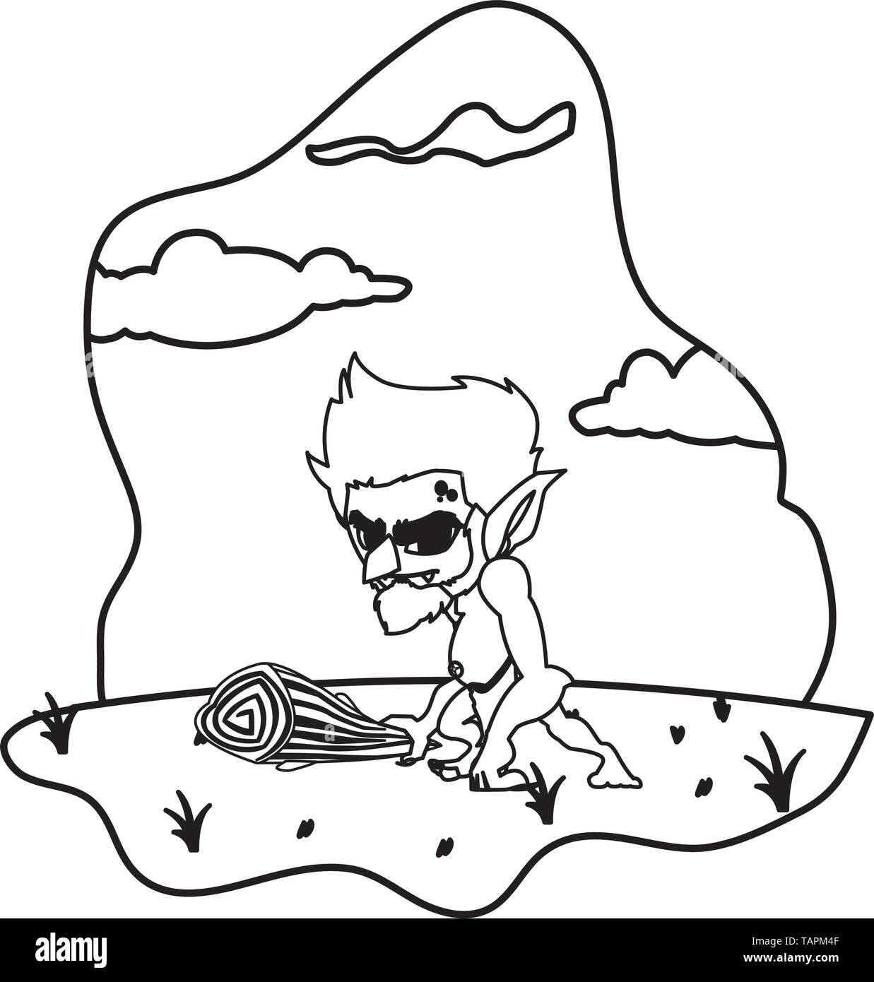 caveman gnome in the camp magic character vector illustration design ...