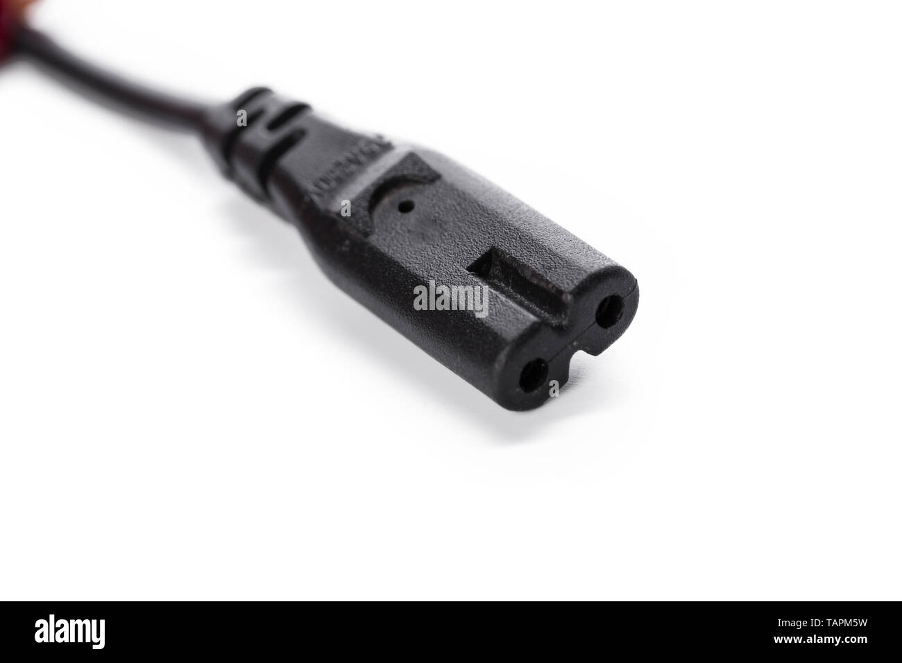black electric plug cable isolated on white background Stock Photo - Alamy