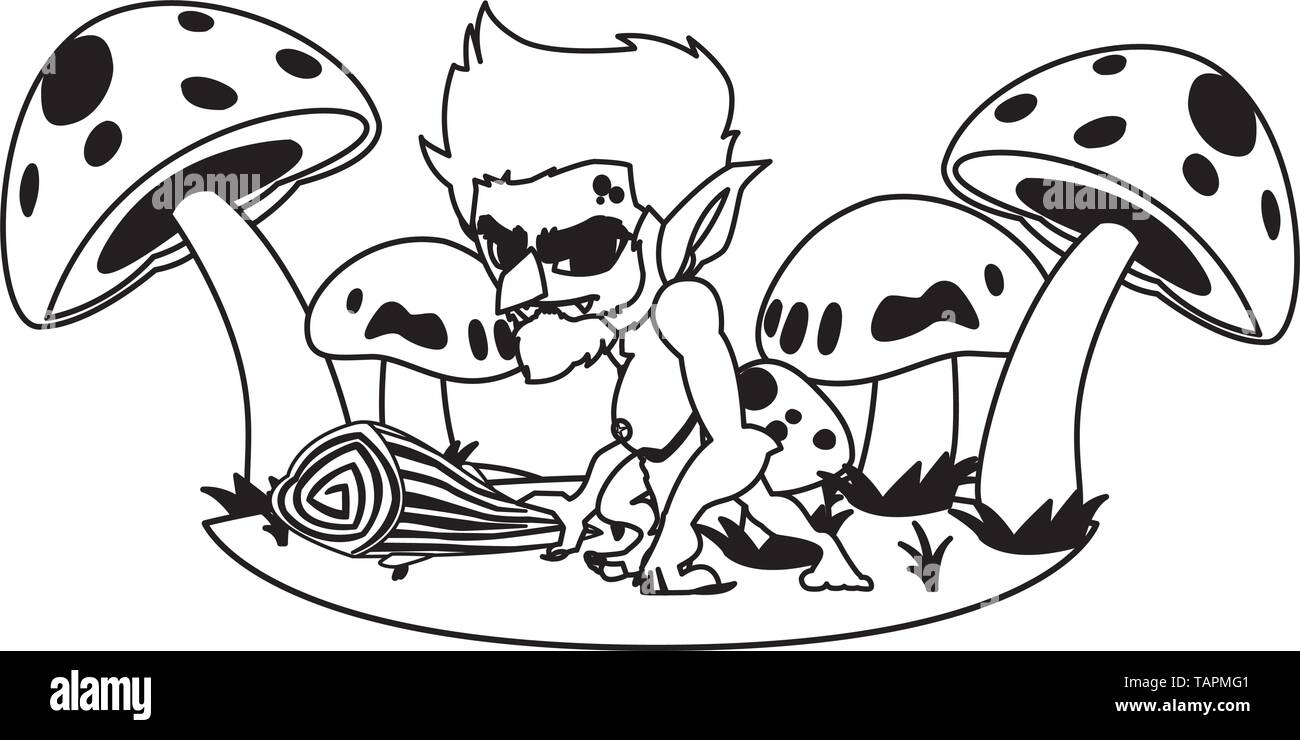 caveman gnome in the camp magic character vector illustration design ...