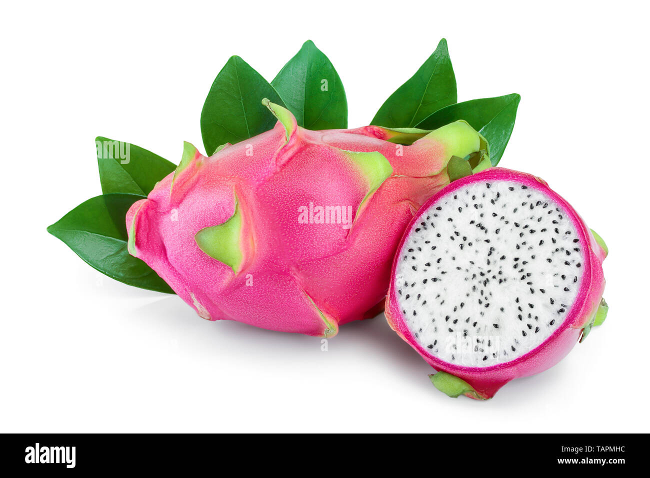 Ripe Dragon fruit, Pitaya or Pitahaya isolated on white background ...