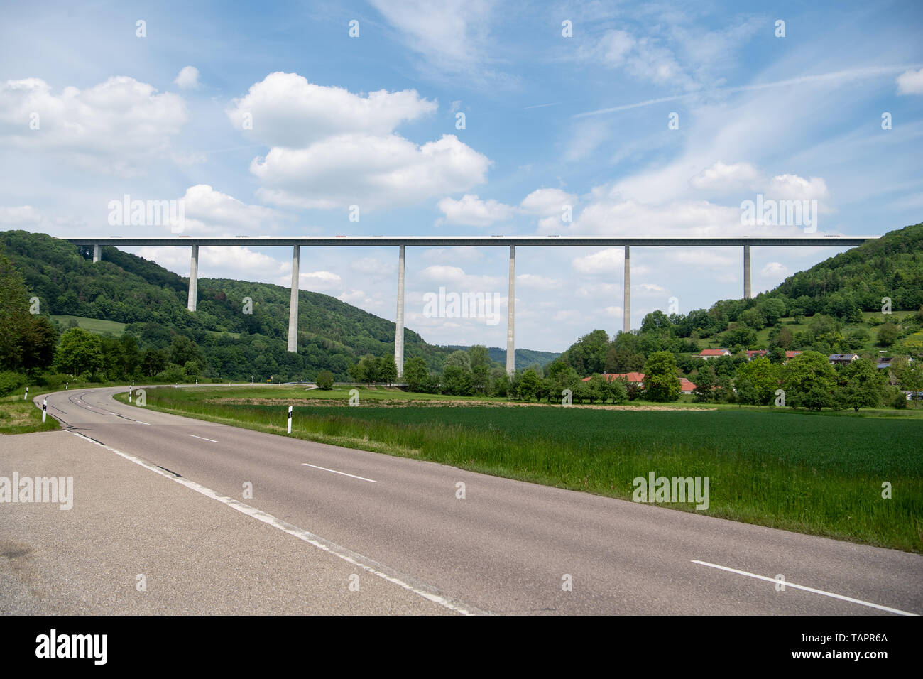 24 May 2019, Baden-Wuerttemberg, Braunsbach: The Kochertal bridge on ...