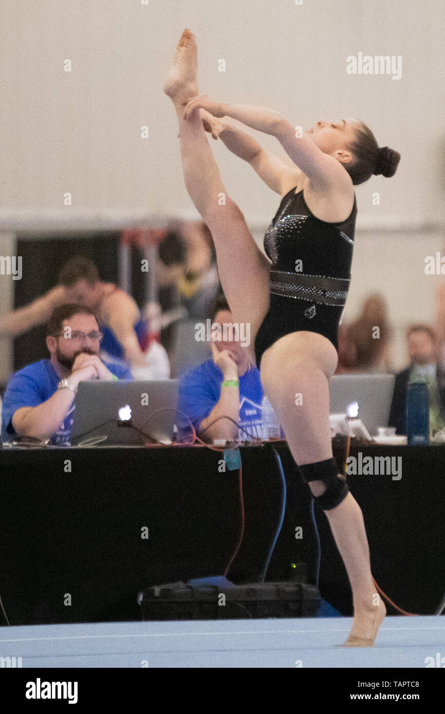Ottawa, Canada. 24th May, 2019. Emma Milne (#266) performs her floor ...
