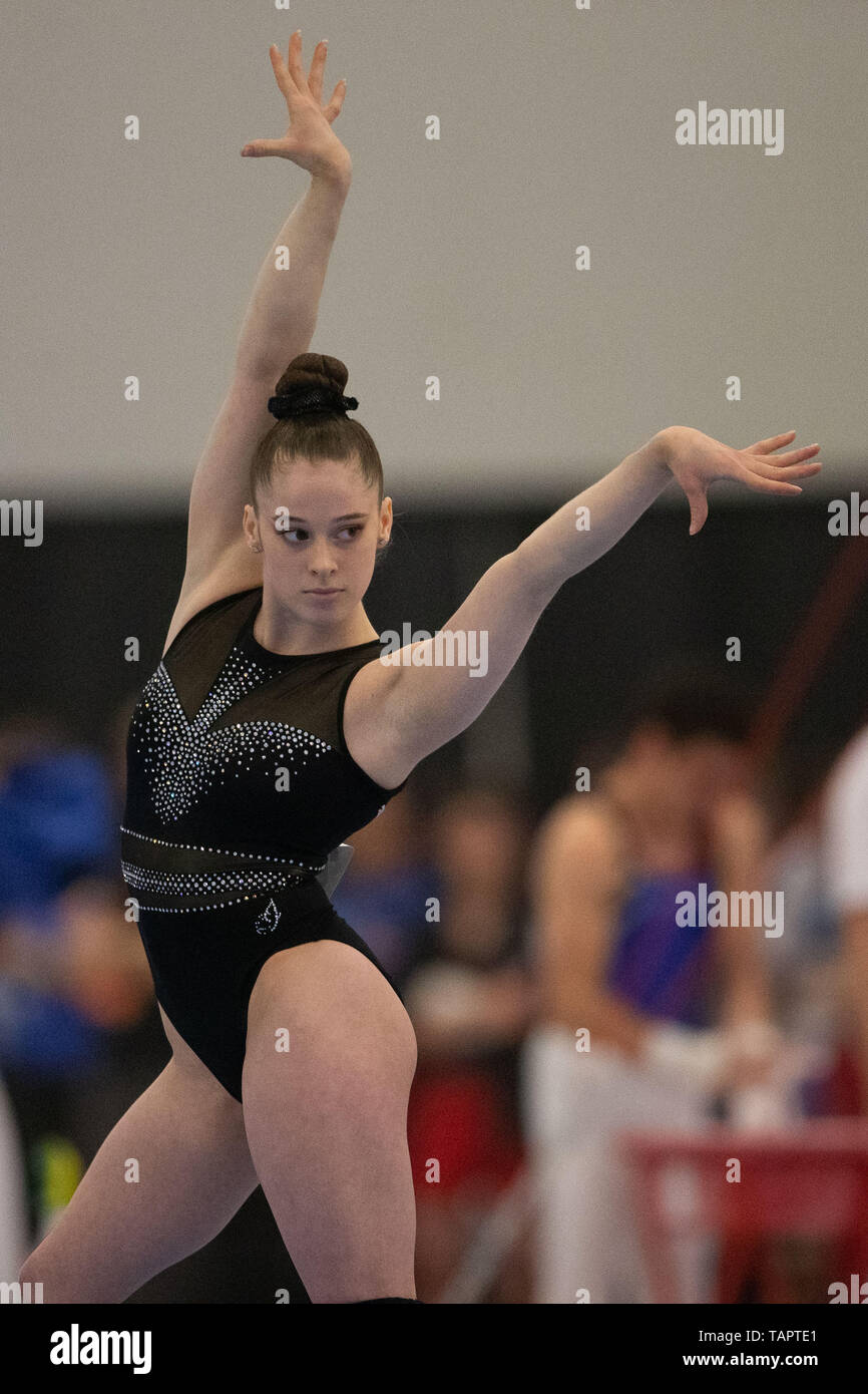 Ottawa, Canada. 24th May, 2019. Hannah Scharf (#267) performs her floor ...