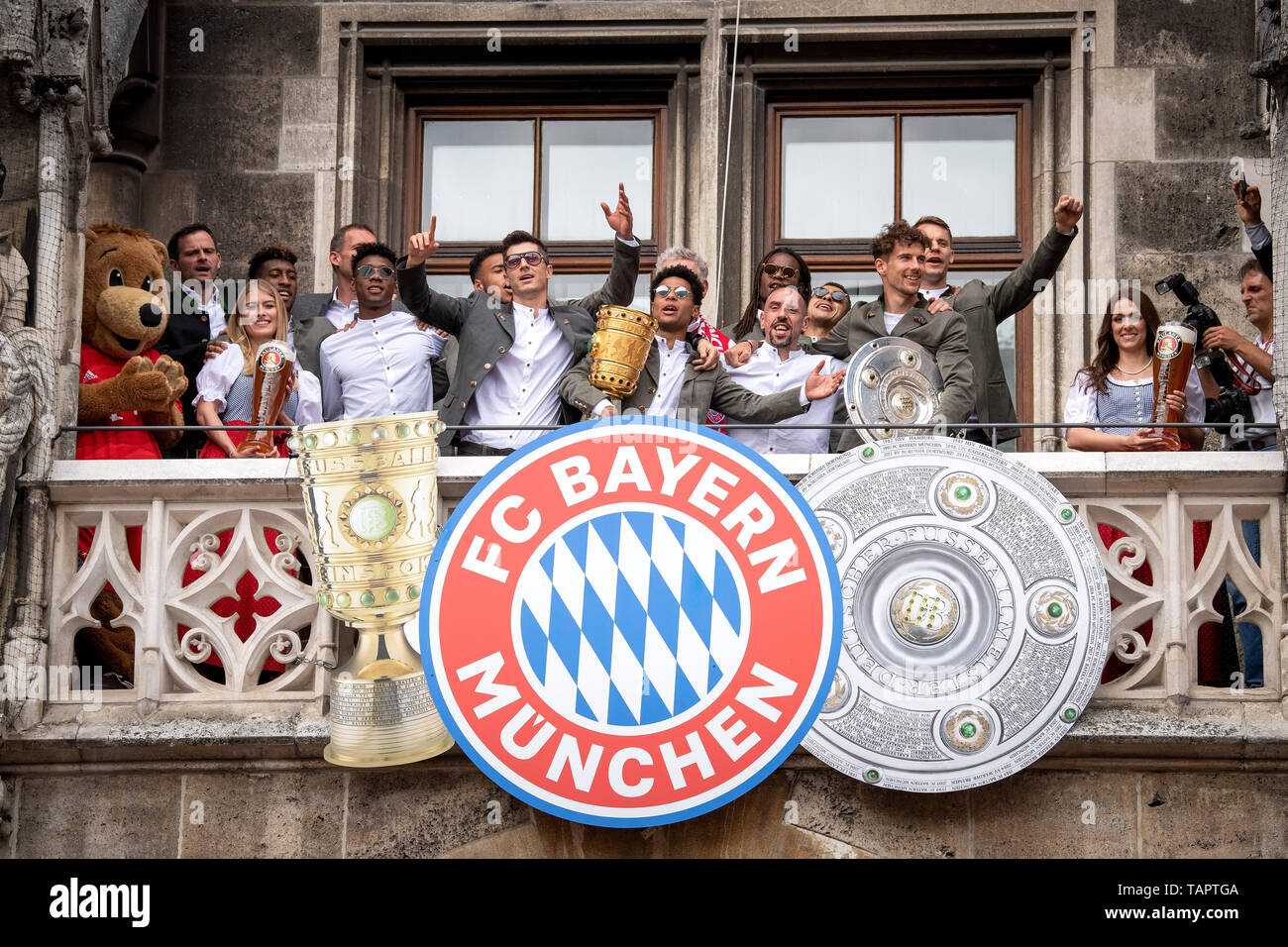 Munich, Germany. 26th May, 2019. FC Bayern Munich celebrates the German ...