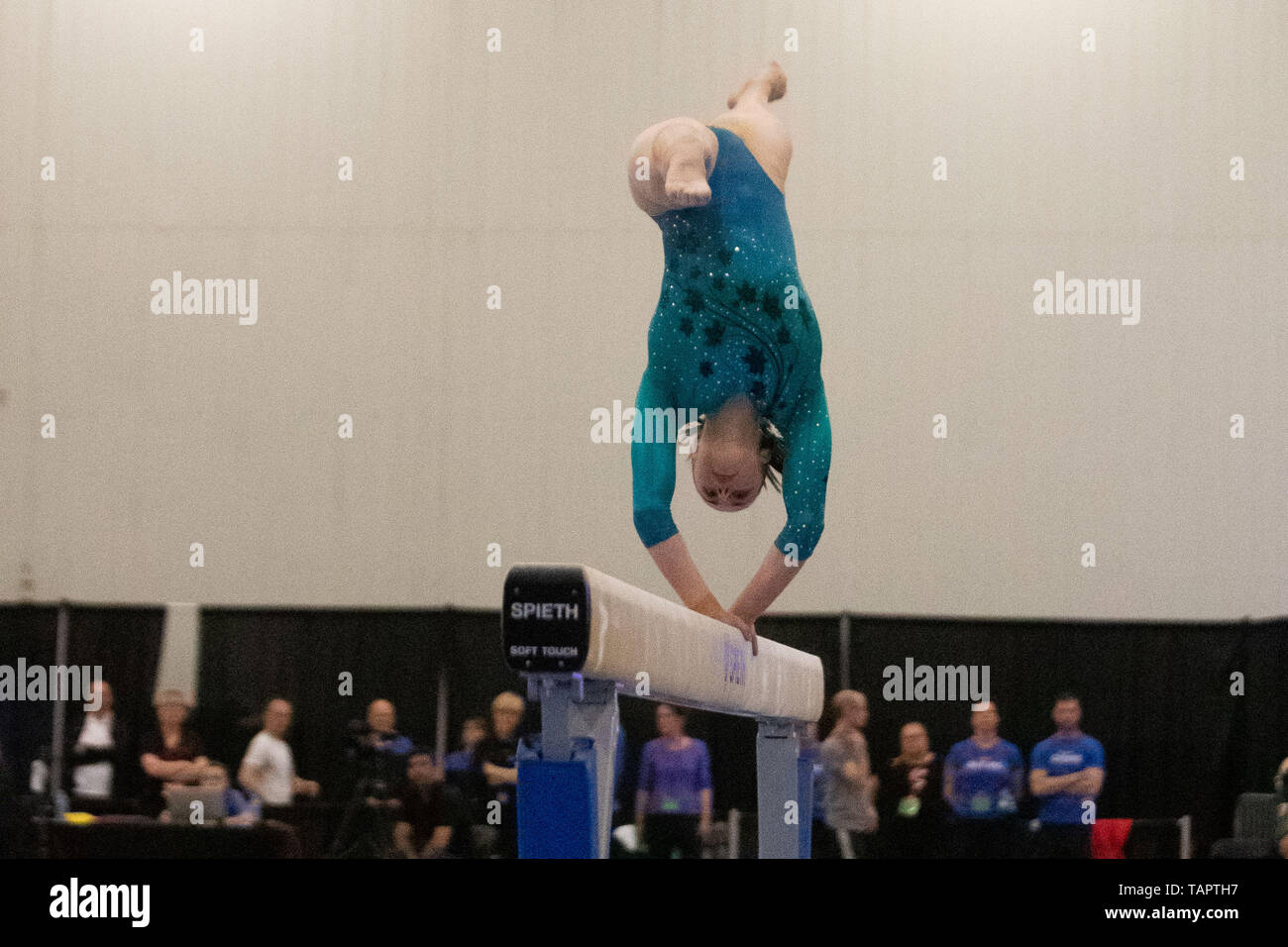 Ottawa, Canada. 24th May, 2019. Isaela Onyshko (#150) performs her beam ...