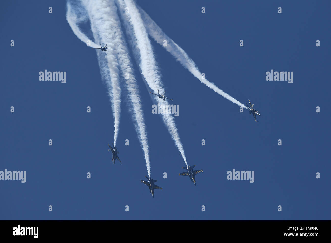 MIAMI, FL - MAY 26: The U.S. Navy Blue Angels Flight Demonstration team ...