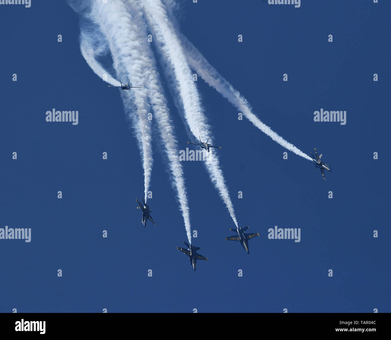 MIAMI, FL - MAY 26: The U.S. Navy Blue Angels Flight Demonstration team ...