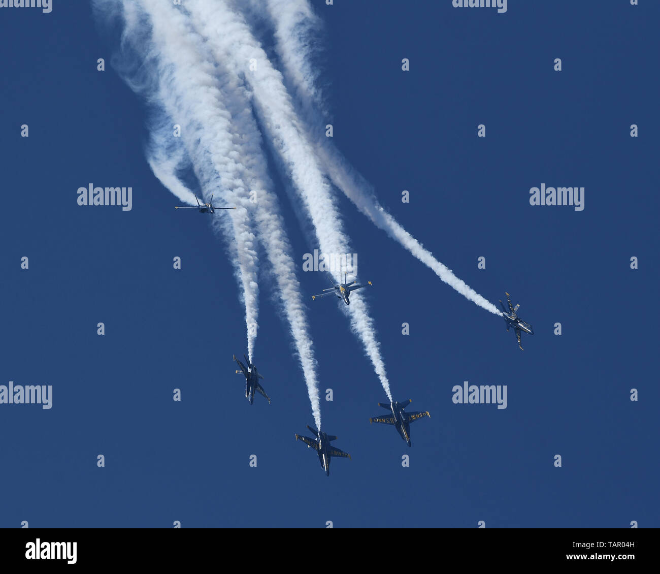MIAMI, FL - MAY 26: The U.S. Navy Blue Angels Flight Demonstration team ...