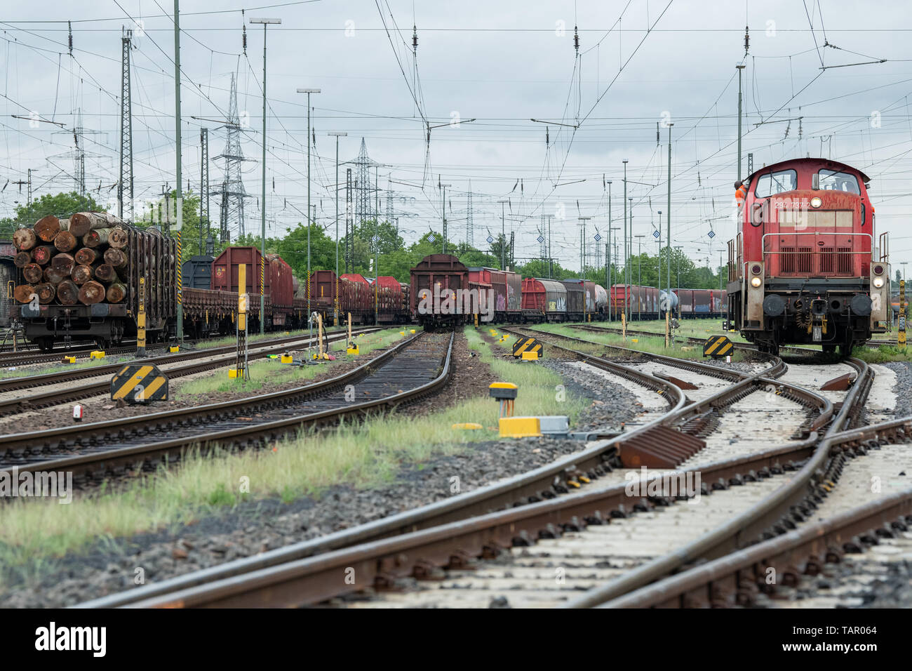 Mainz Bischofsheim, Germany. 21st May, 2019. Freight trains are located ...