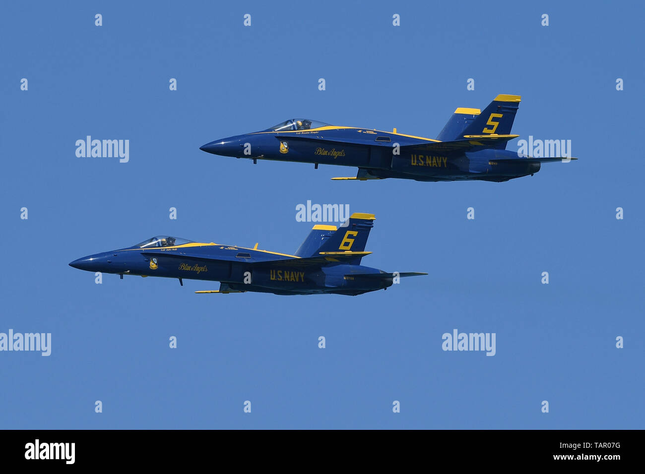 MIAMI, FL - MAY 26: The U.S. Navy Blue Angels Flight Demonstration team ...