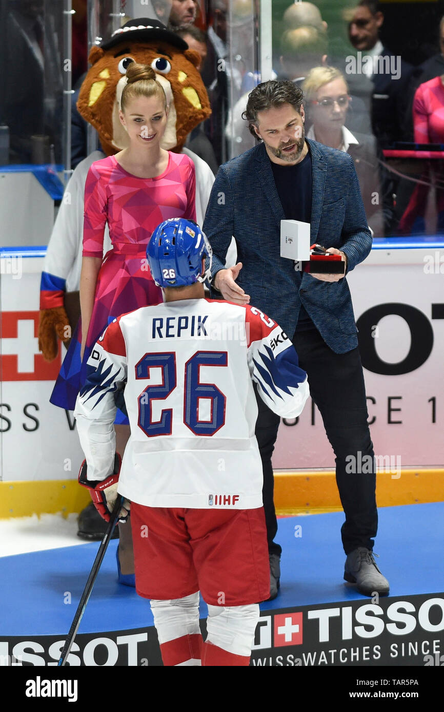 Bratislava, Slovakia. 26th May, 2019. Michal Repik receives award for ...