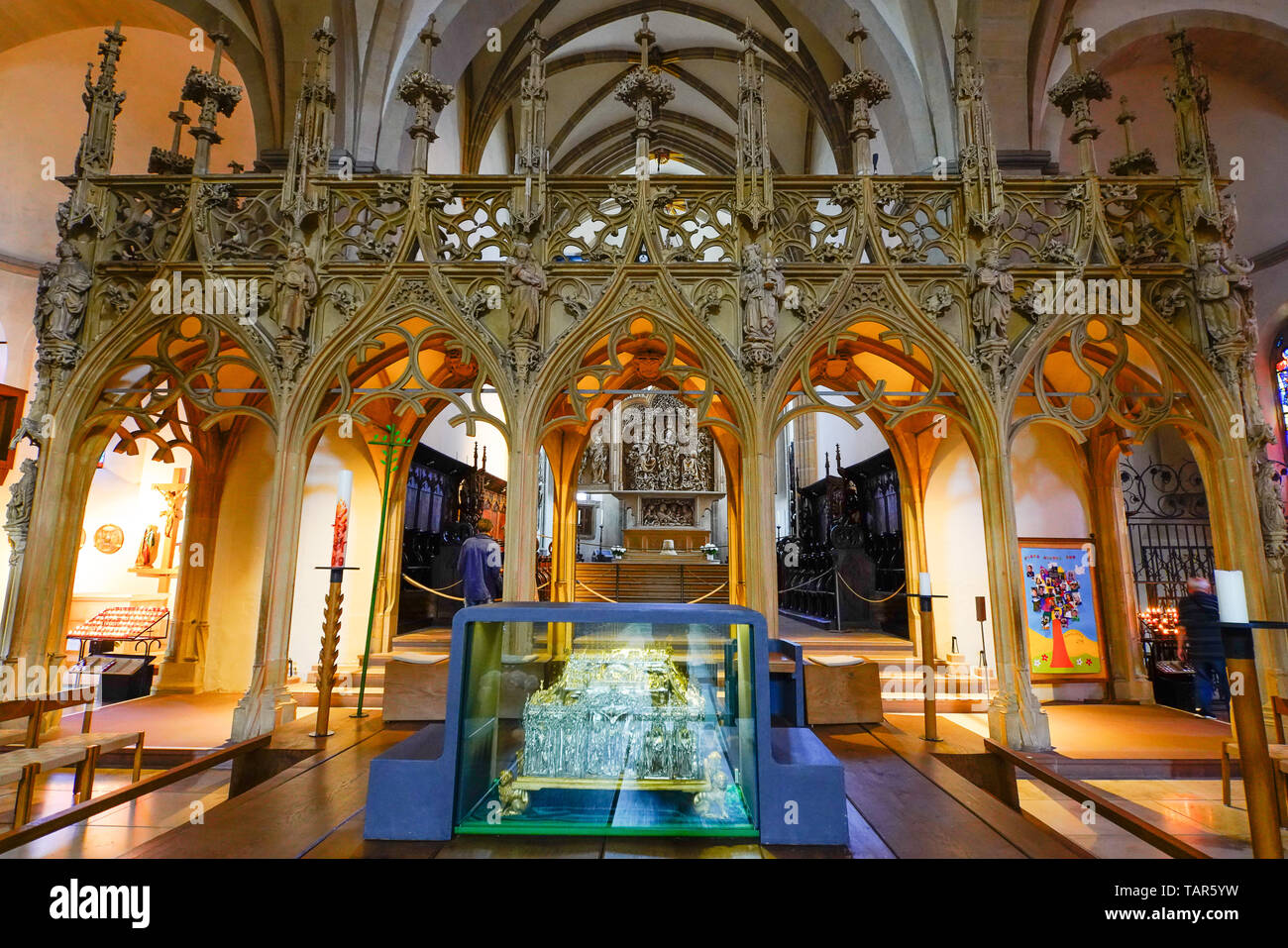 Medieval choir screen in St. Stephan, Breisach am Rhein, Germany Stock ...