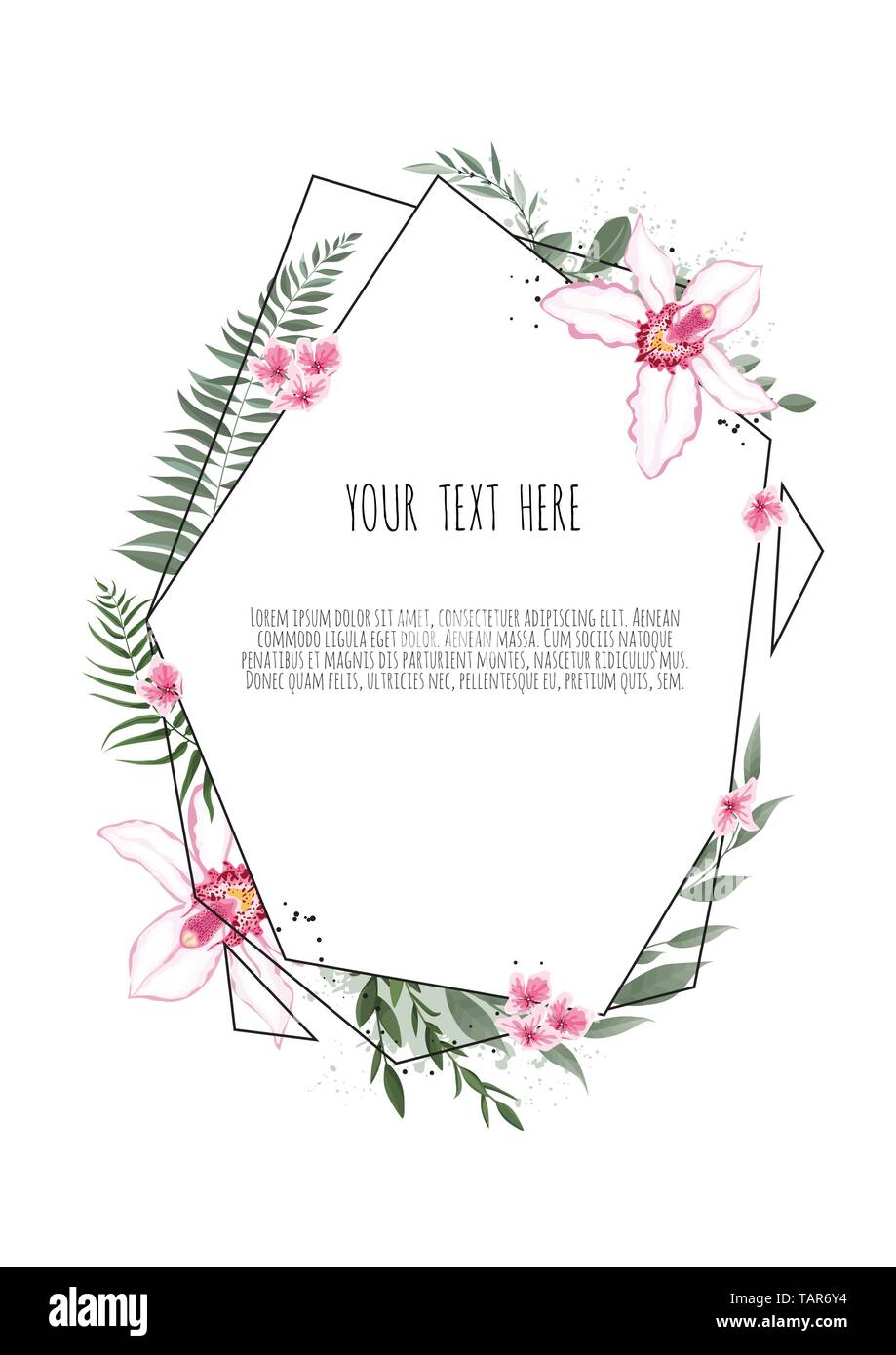Floral vector frame with orchid and garden flowers Stock Vector Image ...