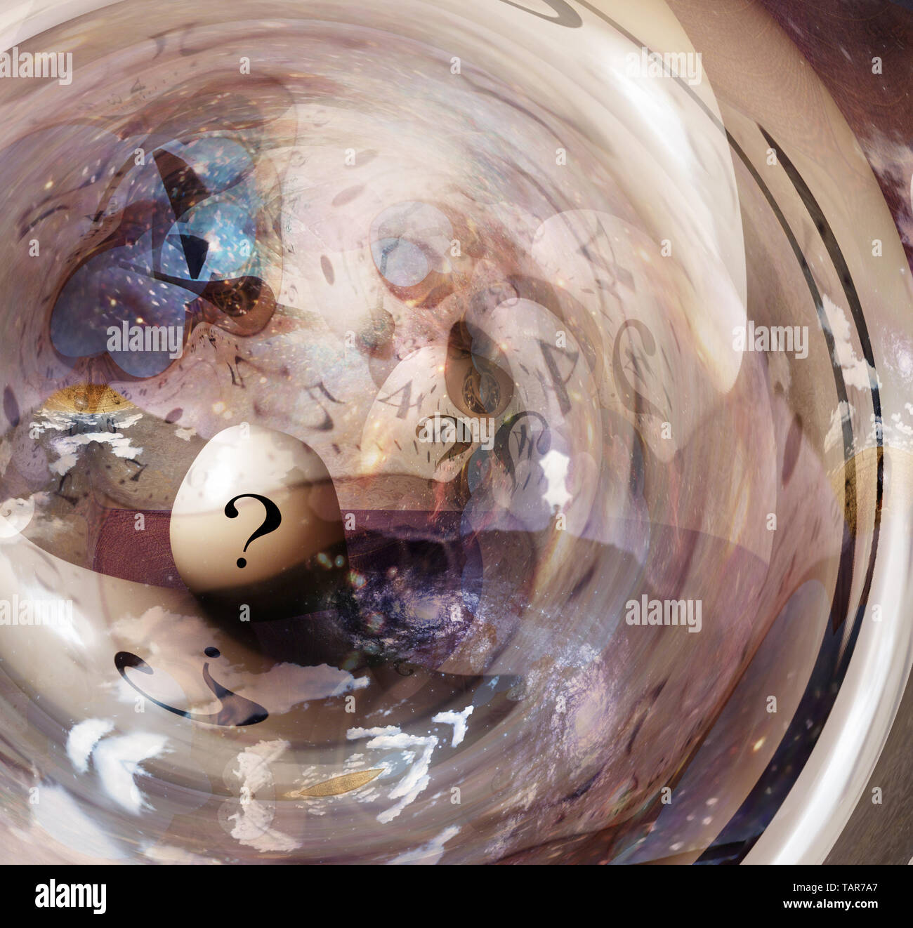 Surreal composition. Human, questions, time and mind elements. Times ...