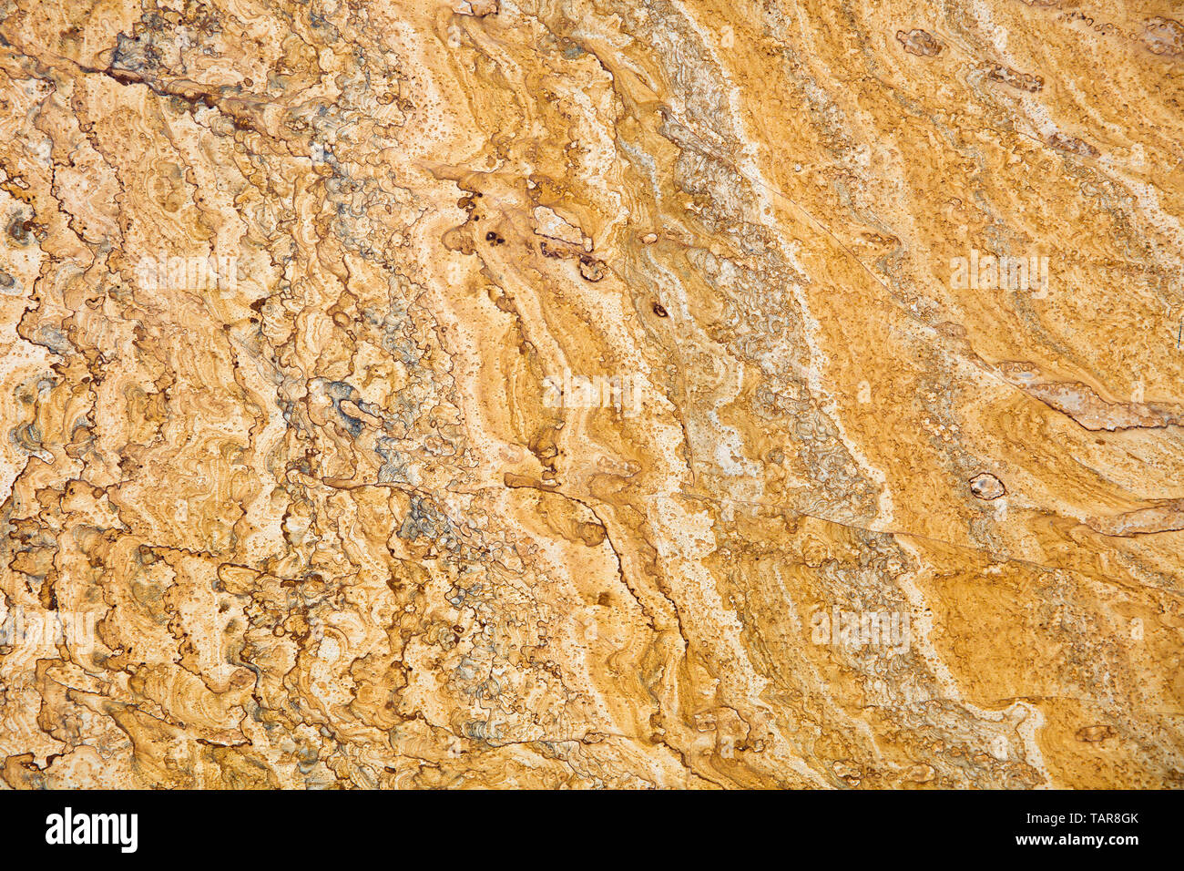 Closeup detail of the natural yellow marble texture background backdrop ...