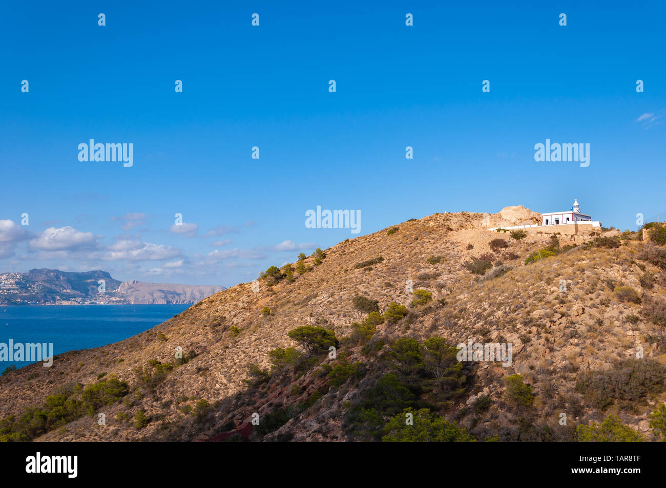 The Albir lighthouse in Altea, a town on the Mediterranean coast of the ...