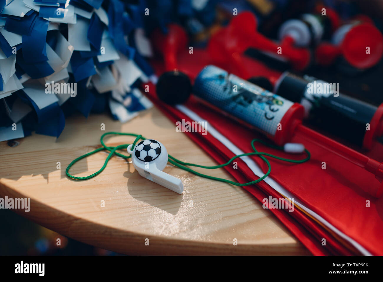 Football fan whistle soccer concept Stock Photo - Alamy